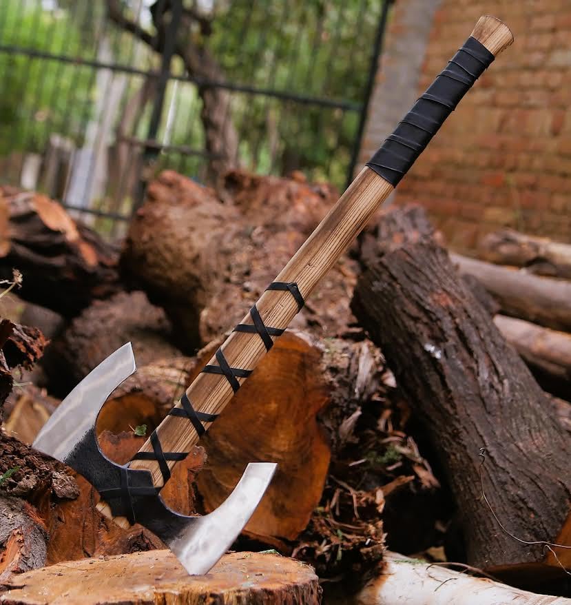 Amazon.com : Hand Forged Double-Headed Viking Axe – Handmade Berserker ...