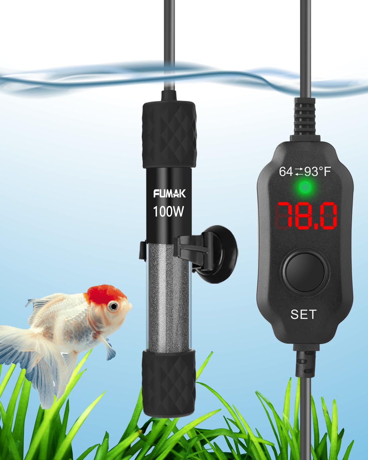 Amazon.com: FUMAK 100W Adjustable Aquarium Heater Super Short ...