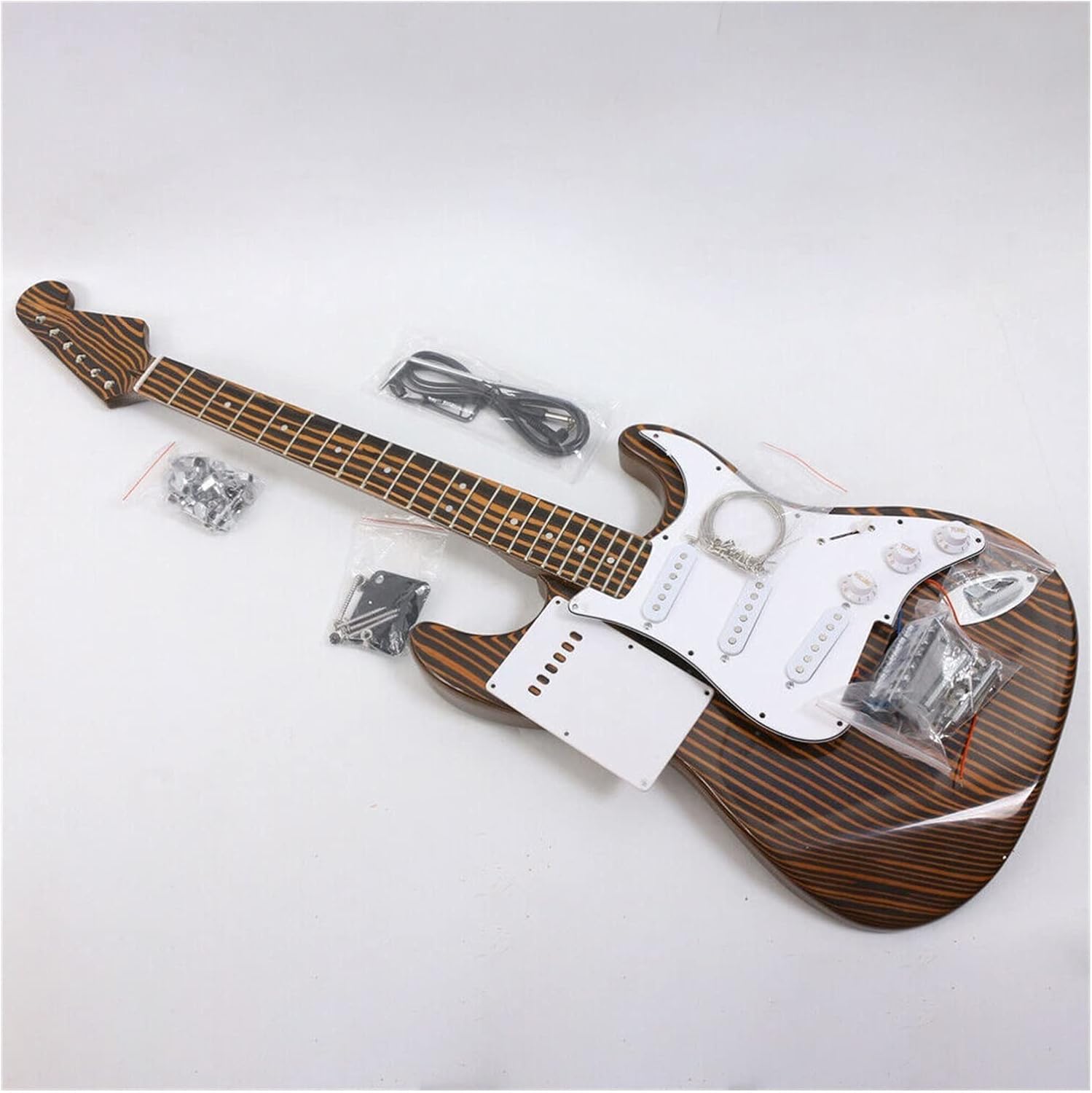 Amazon.com - DIY Electric Guitar Kit Zebra Wood Electric Guitar Neck ...