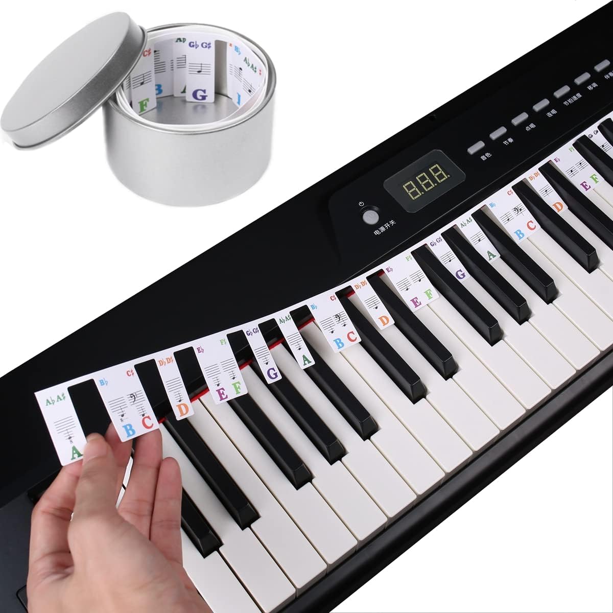 MuzcYM Piano Keyboard Stickers 61 Full Size Key Set Free Paste Keyboard ...