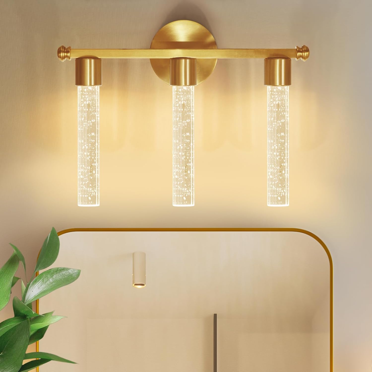 ONEWISH 3 Light Bathroom Light Fixtures,Modern Crystal Wall Sconces ...