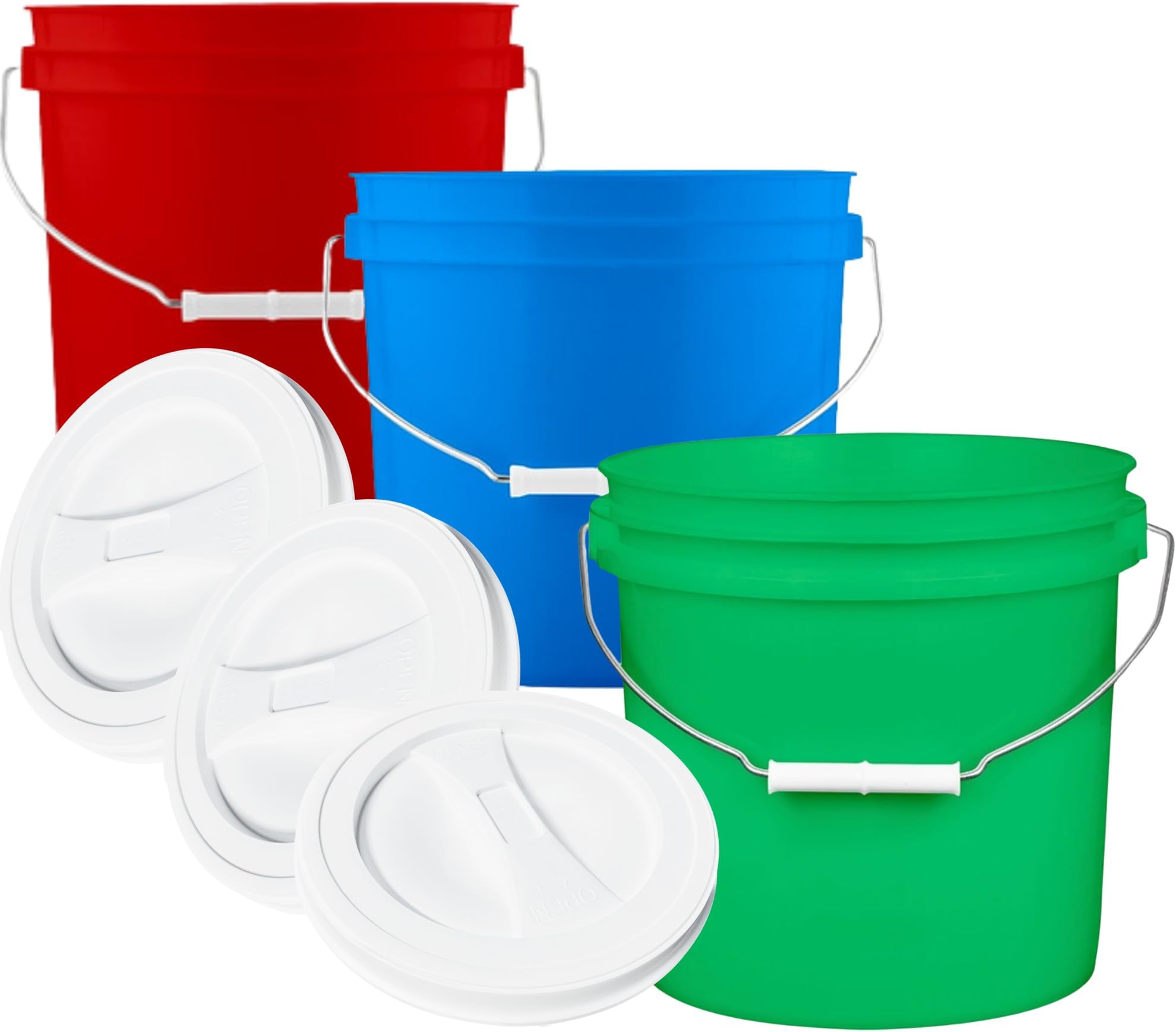 Amazon.com: 2 Gallon Bucket Pail with Lid & Handle Overflow 2.5 Gallons ...