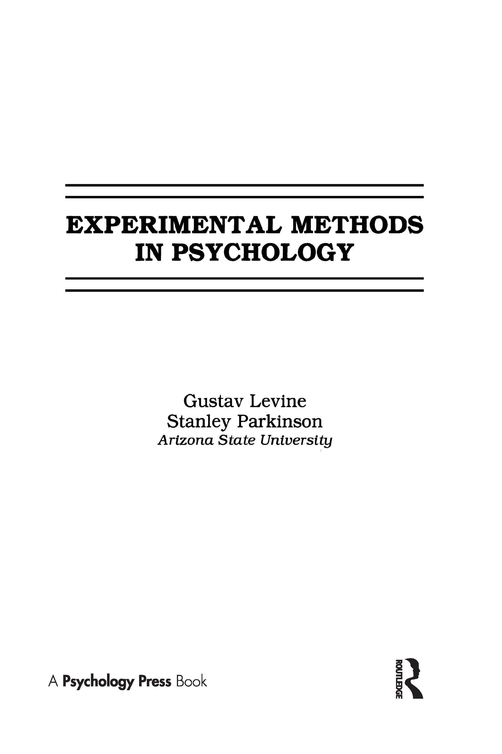 Experimental Methods in Psychology: Levine, Gustav, Parkinson, Stanley ...