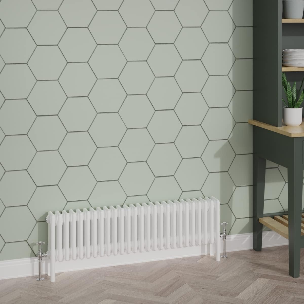 NRG 300x1190mm Gloss White Cast Iron Radiator 4 Column Perfect for ...