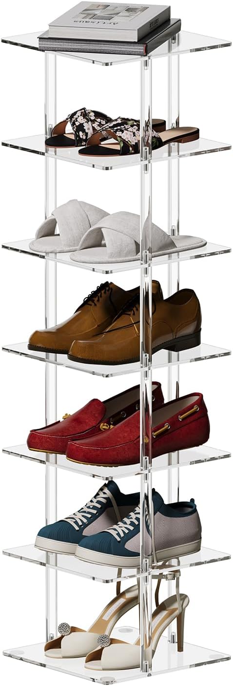 Amazon.com: Aquiver Acrylic Vertical Shoe Rack - Free Standing Shoe ...