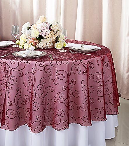 Amazon.com: Wedding Linens Inc. 108" Round Embroidered Organza Sheer ...