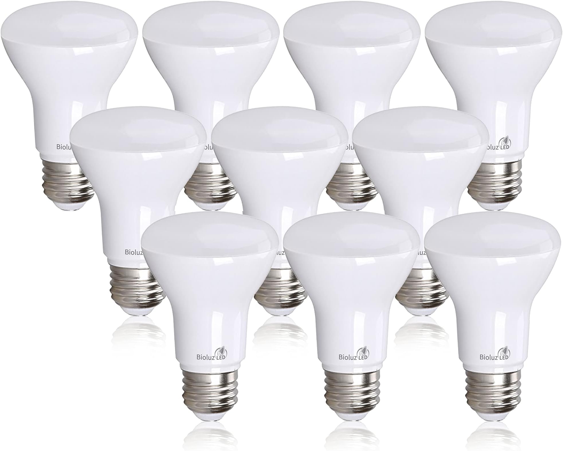 Bioluz LED BR20 LED Light Bulbs 10-Pack, 6W = 50W, 2700K Warm White ...