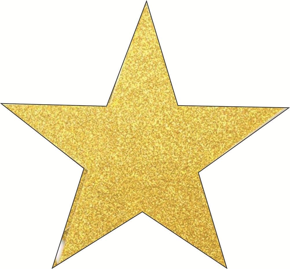 Amazon.com: HYZBZJ 100pcs Glitter Stars Cutout Paper Gold Five Star ...