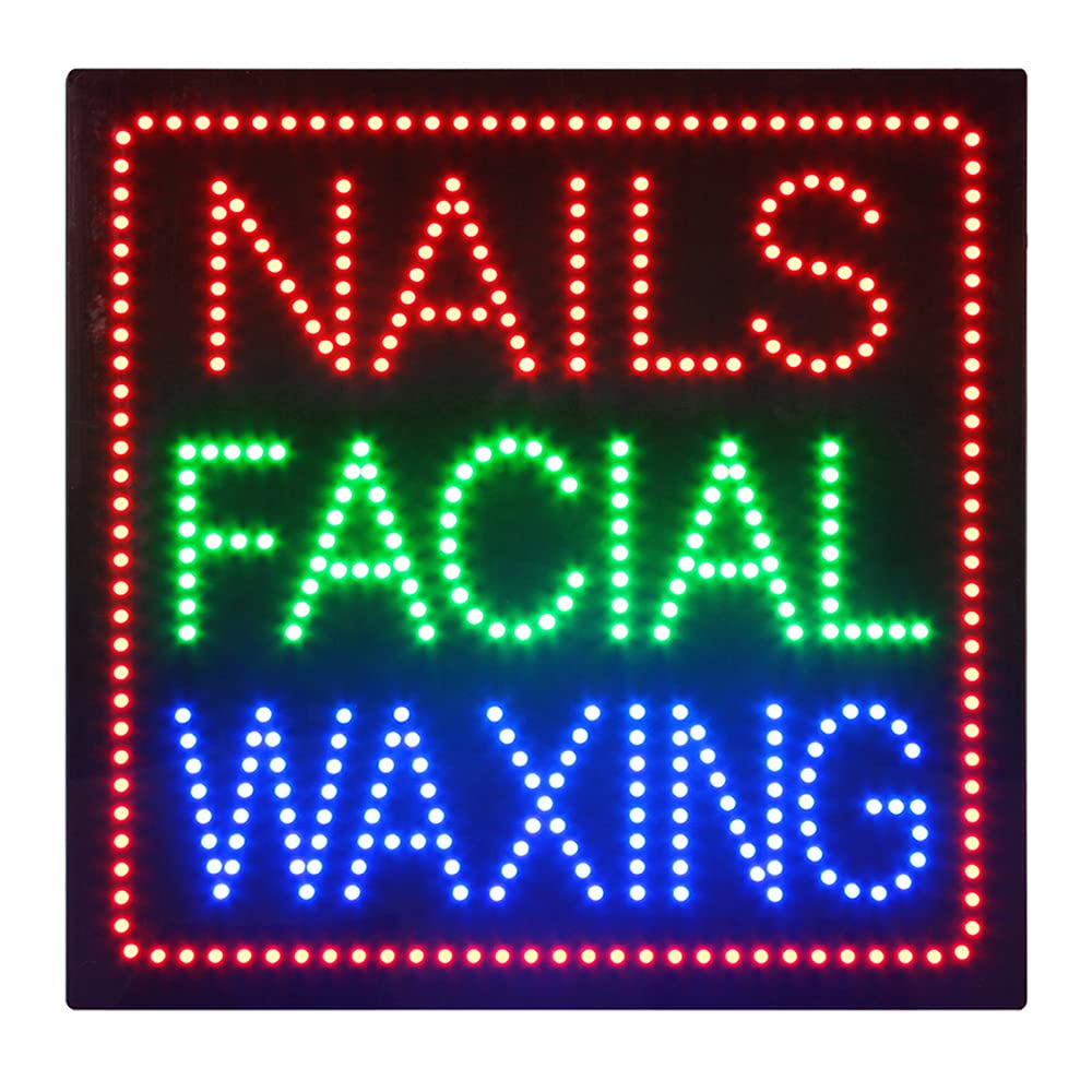 Amazon.com : LED Nails Spa Facial Waxing Sign for Business, Super ...