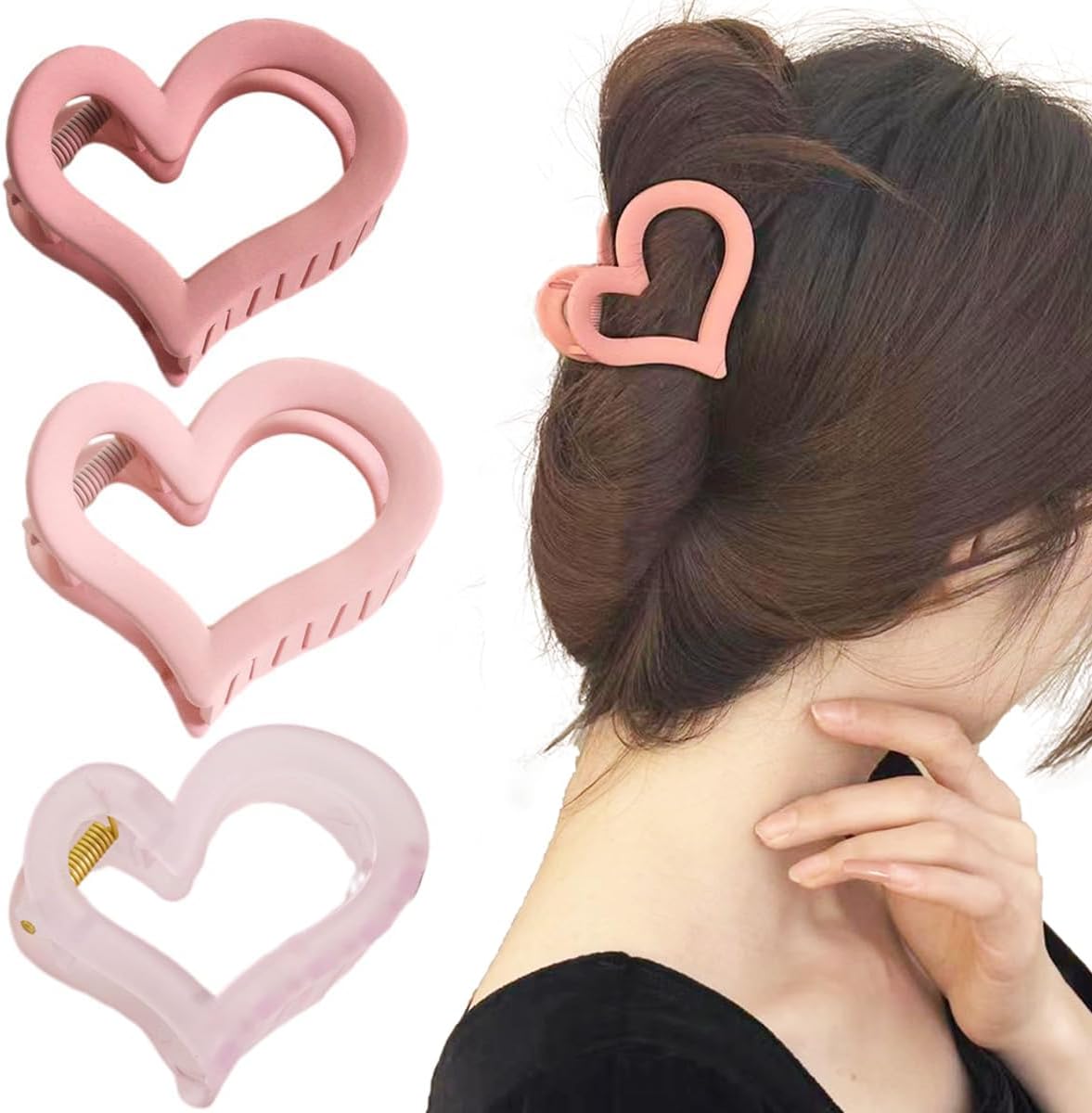 Amazon.com: Ufgin 6 Pcs Heart-Shaped Matte Nonslip Hair Jaw Clips ...