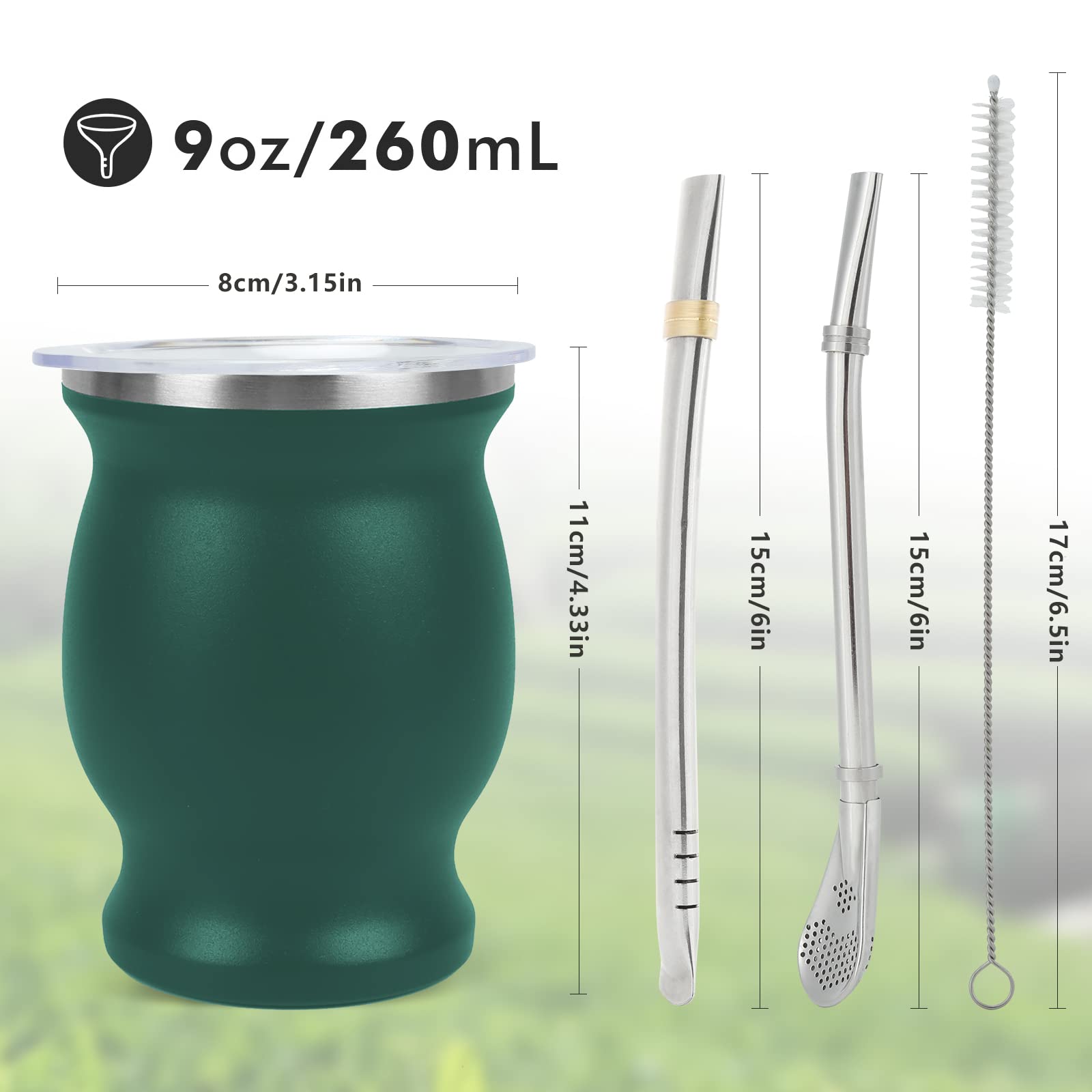 Snapklik.com : 8 Oz Yerba Mate Cup, Tea Cup Set Include Stainless Steel ...