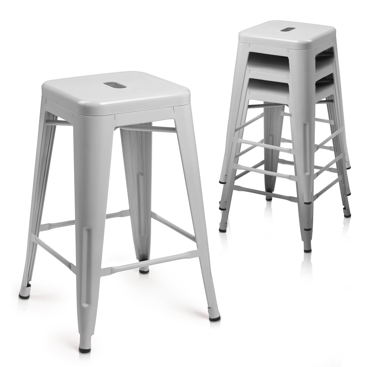 Amazon.com: Magshion 24" Metal Bar Stools Set of 4 Stackable Barstools ...