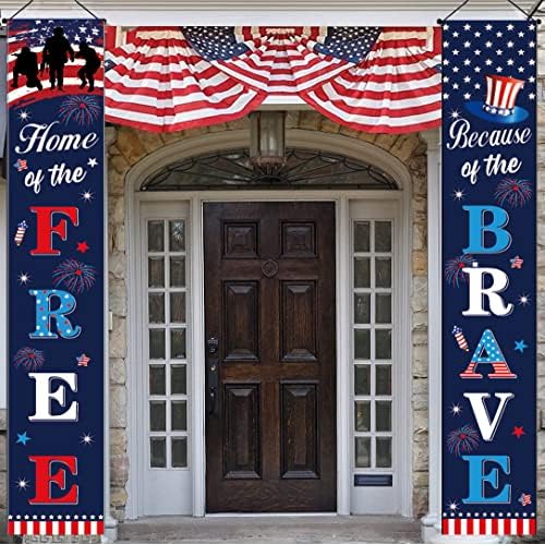 Amazon.com : MUSEMET American Flag Patriotic Soldier Porch Sign Banners ...