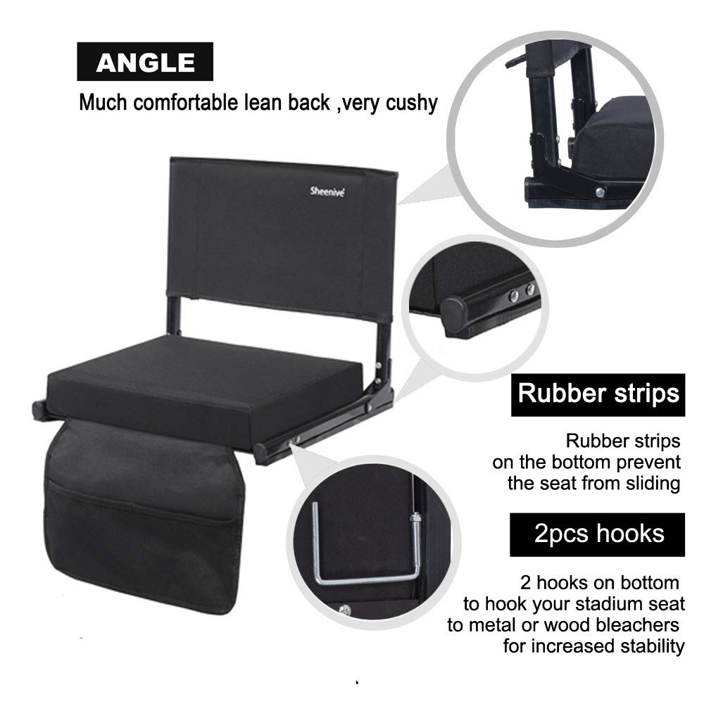 Sheenive Stadium Seats for Bleacher - Wide Padded Cushion Stadium Seats ...