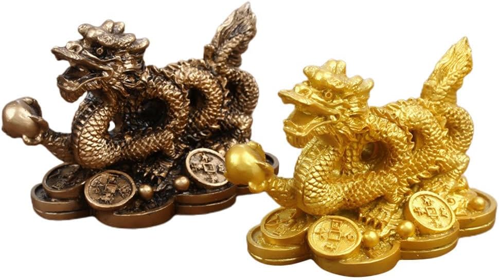 Amazon.com: Garneck 2pcs Antique Auspicious Dragon Statue Feng Shui ...