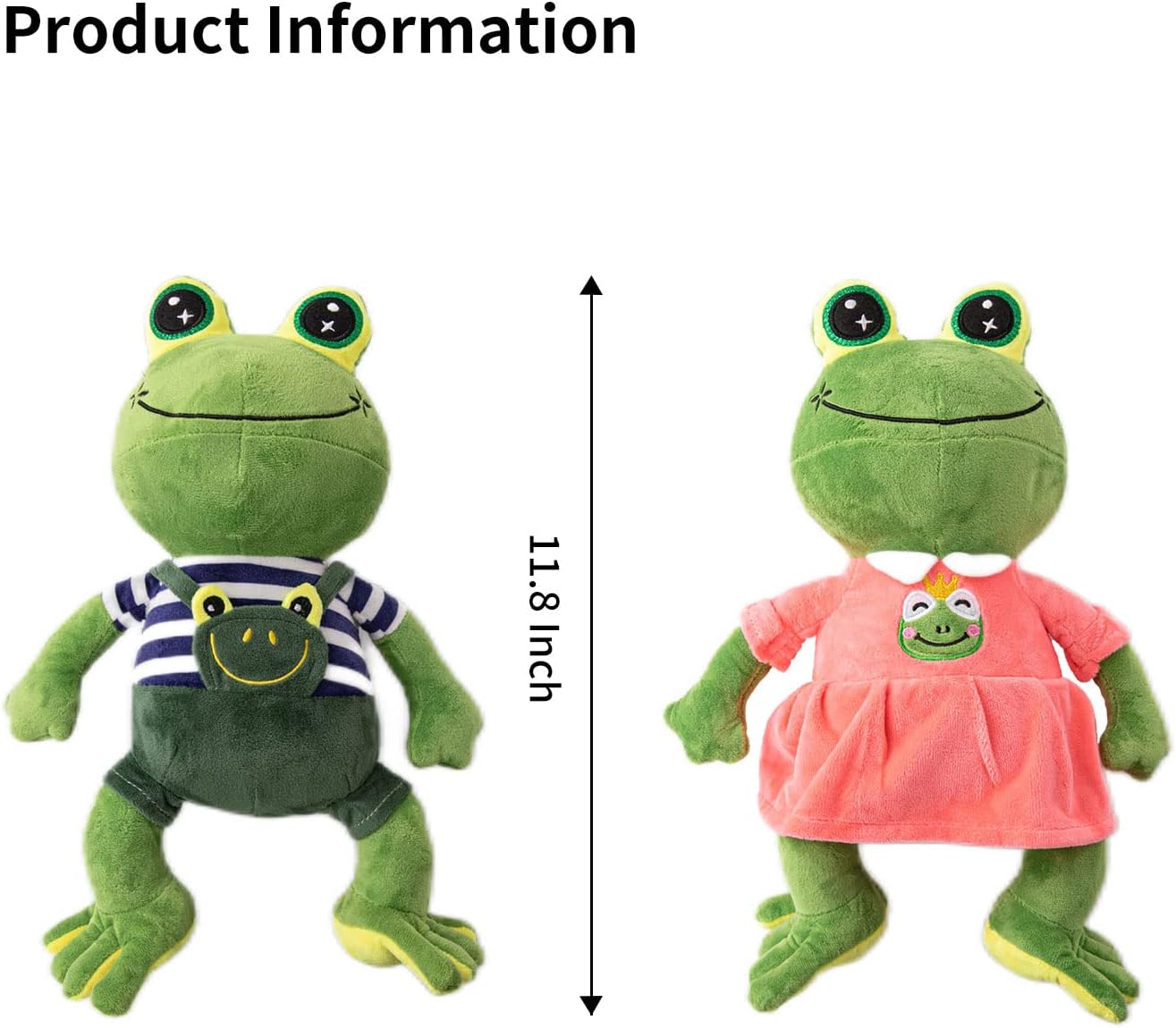 Super Cute Frog Plush Stuffed Animal, 2 PCS 11.8″ Soft Frog Plush Toy ...