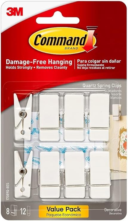 Amazon.com: Command Spring Clips, Quartz, 8-Clips, 12-Strips, Decorate ...