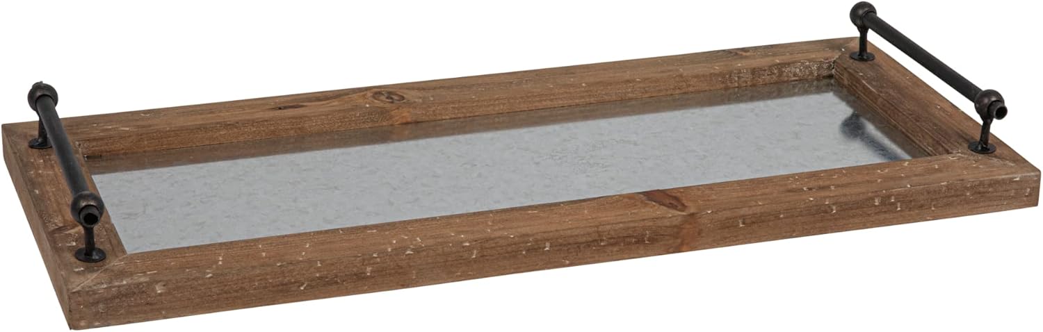 Amazon.com: Decorative Wood & Metal Tray with Handles : Home & Kitchen