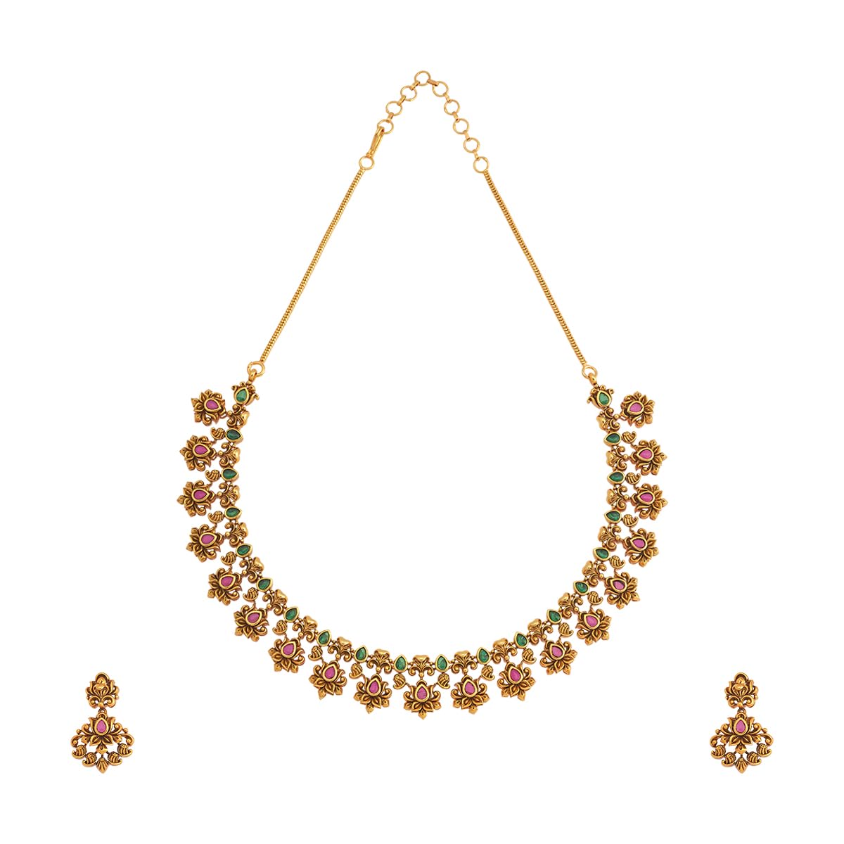 Buy KUSHAL'S Fashion Jewellery Ruby-Green Gold Polished Antique ...