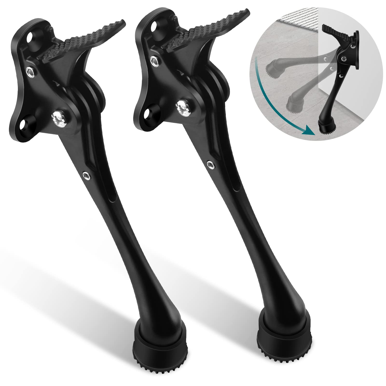 TOKPLNU Door Stoppers, 6Inch Long Kick Down Door Stop Black Heavy Duty ...