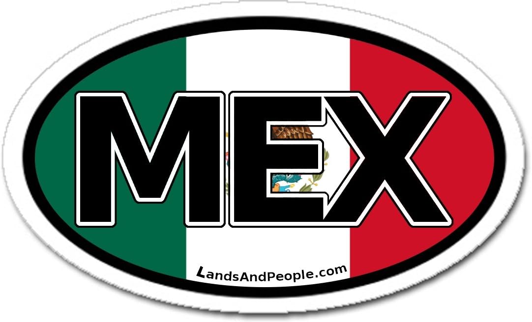 Amazon.com - Mexico MEX and Mexican Flag Car Bumper Sticker Decal Oval