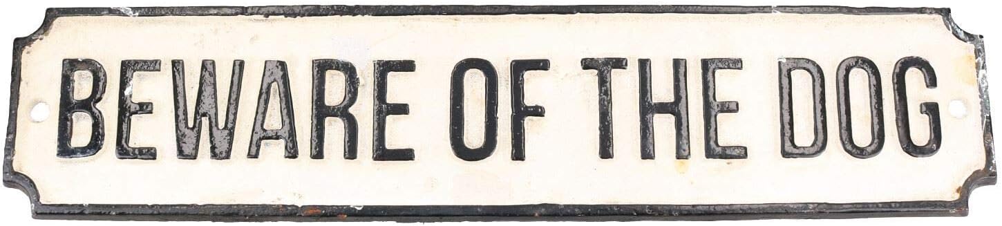 Amazon.com: AB Tools Beware of The Dog Long Cast Iron Sign Plaque Wall ...