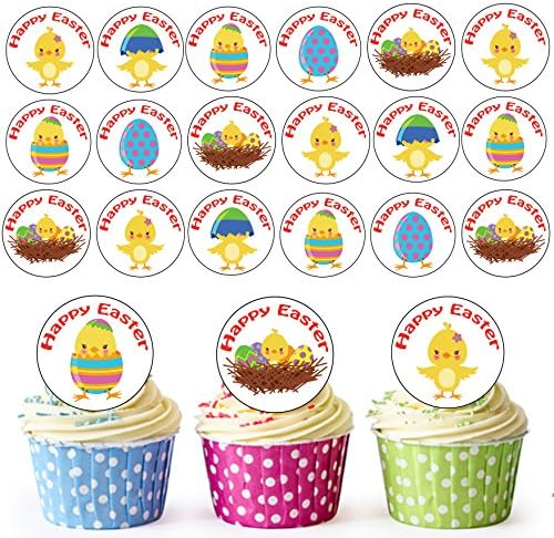 AK Giftshop Easter/Chick Mix 24 Edible Cupcake Toppers/Easter Cake ...