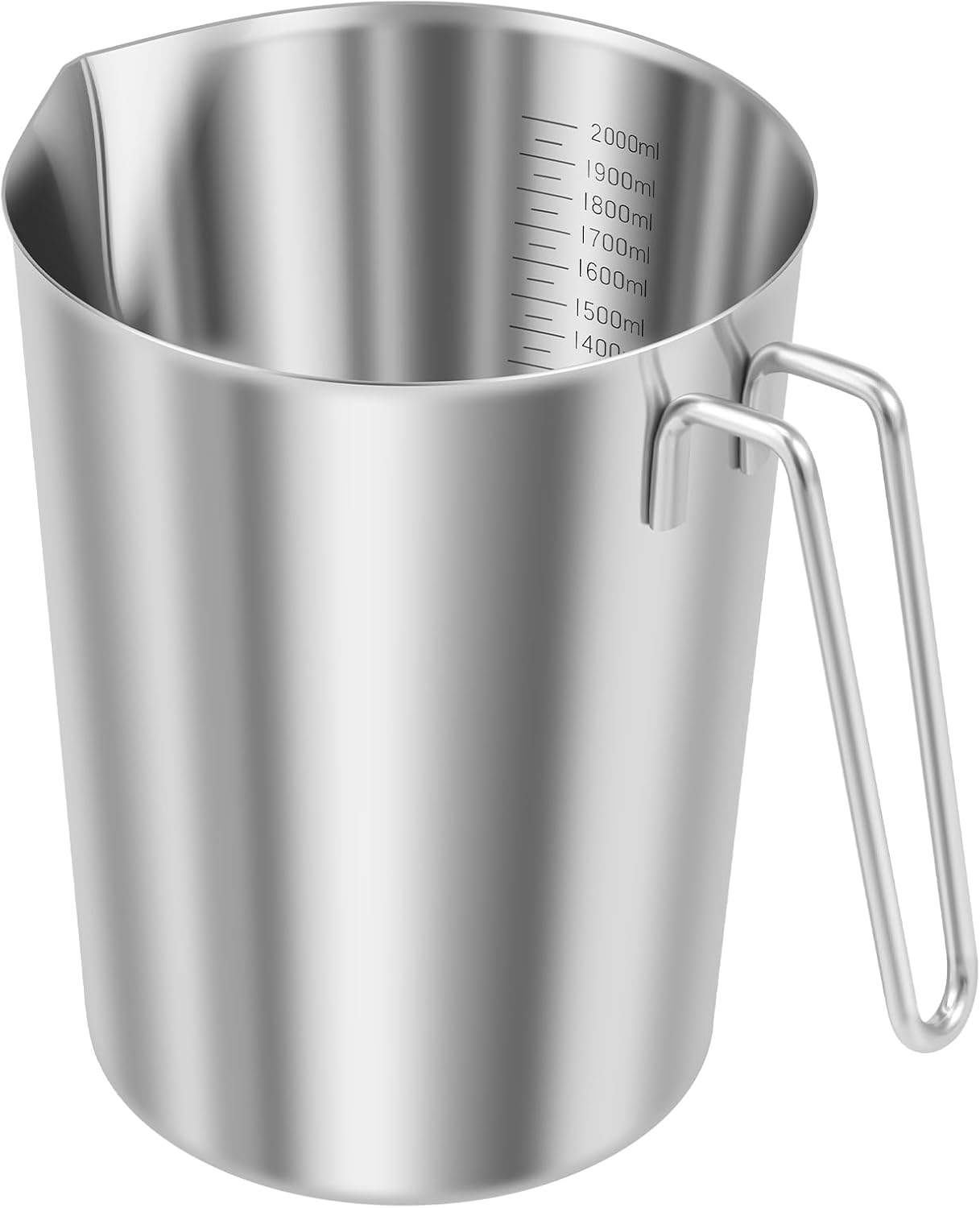 2L Stainless Steel Measuring Jug with Handle and Pour Spout Milk ...