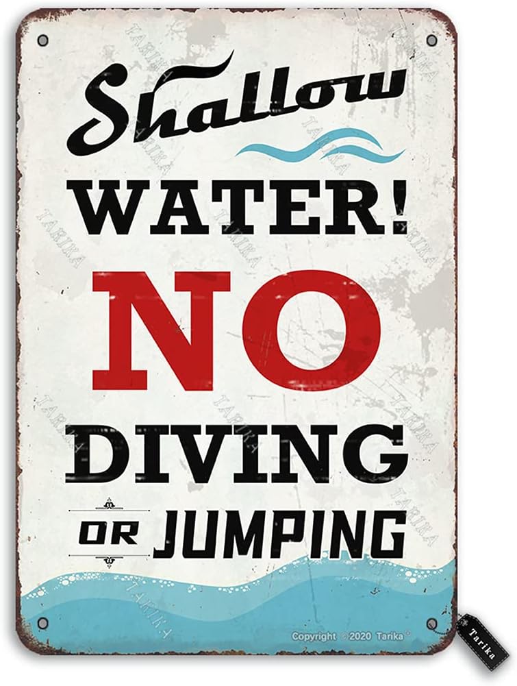 Amazon.com: Swimming Pool Sign, Shallow Water No Diving 10x7 Inches ...