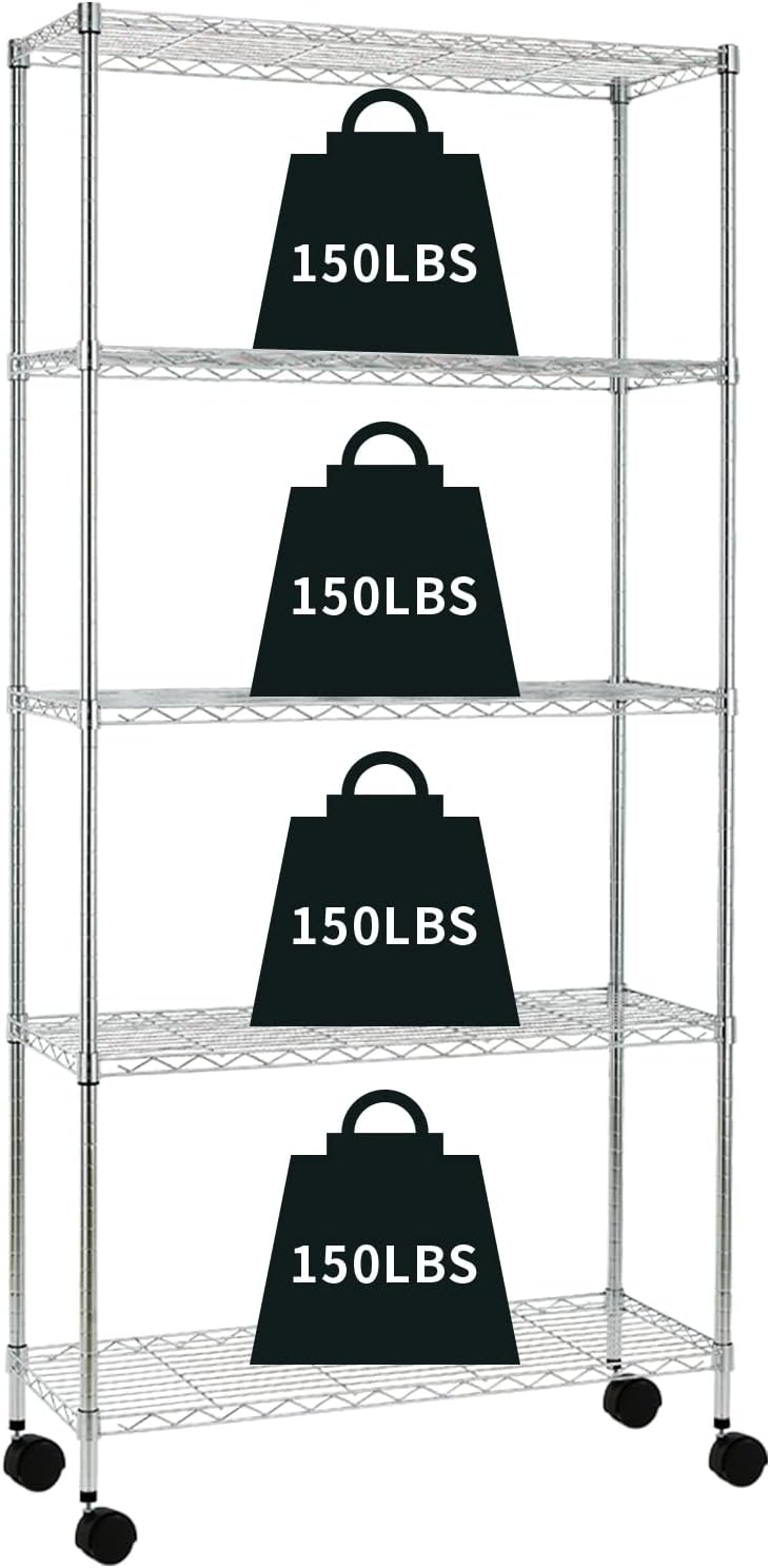 Amazon.com: 5 Tier Garage Shelving, MGHH Metal Shelves Wire Shelving ...