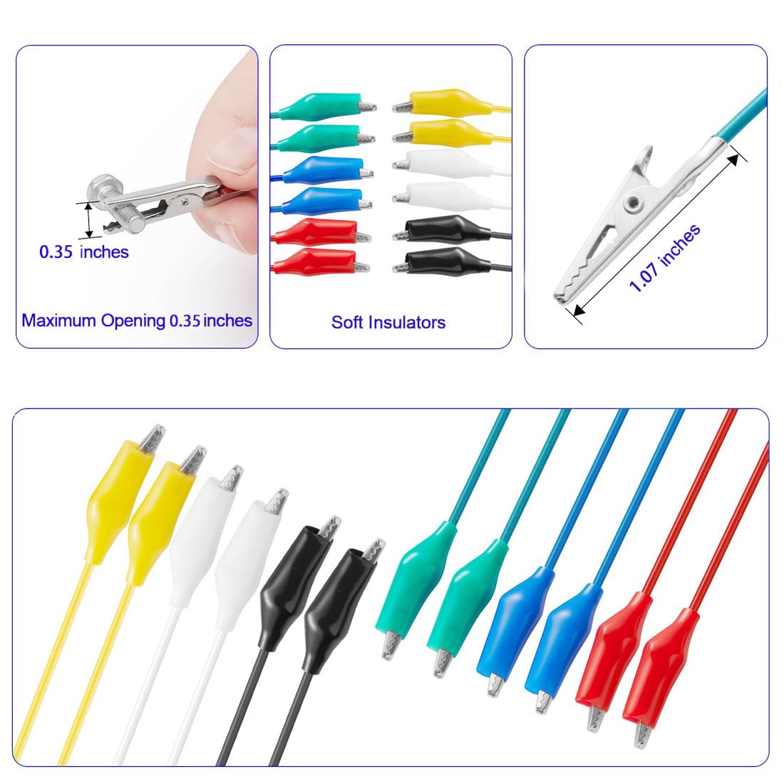 Snapklik.com : Cangfort 24 PCS Alligator Clips Insulated Metal, 19.68 ...