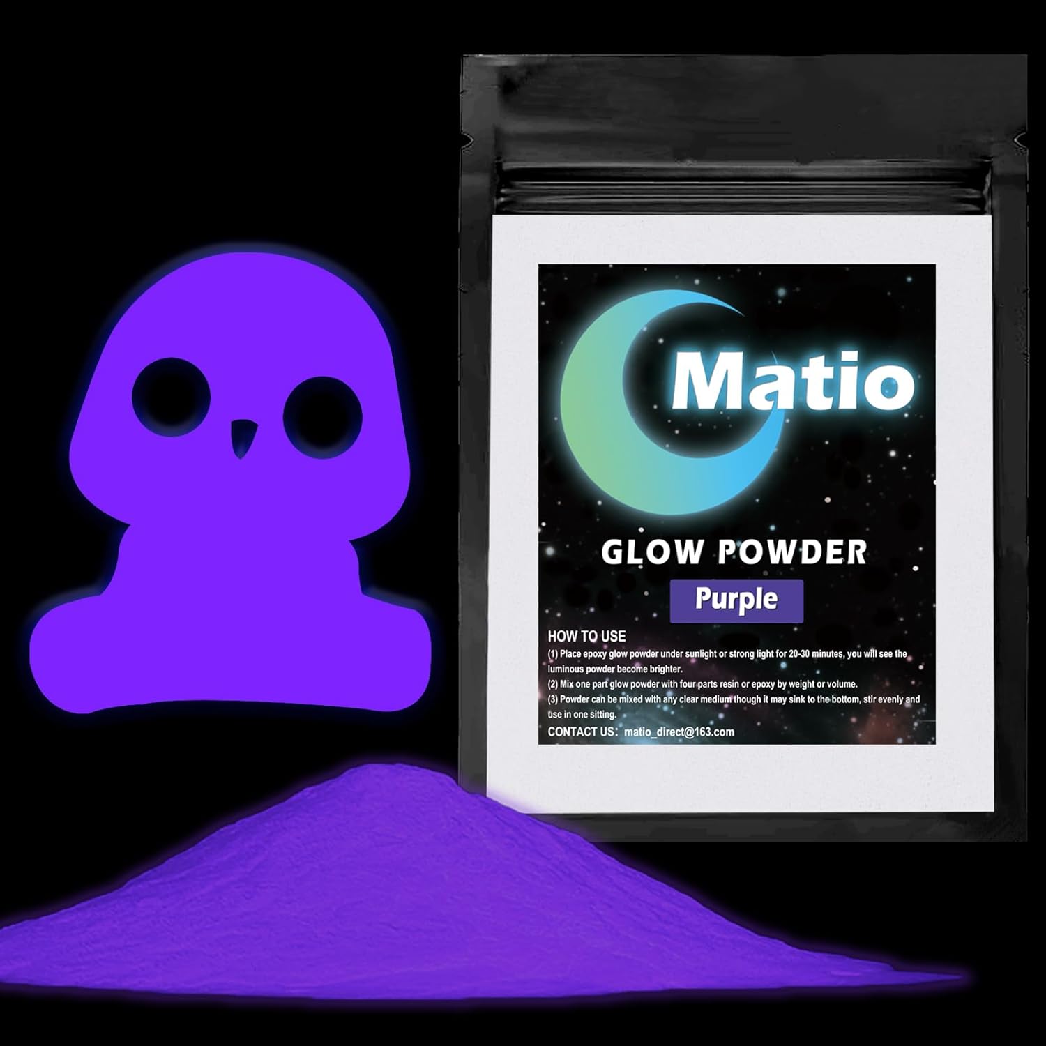 Amazon.com: Matio Glow in The Dark Pigment Powder, 15g/0.5oz Purple ...