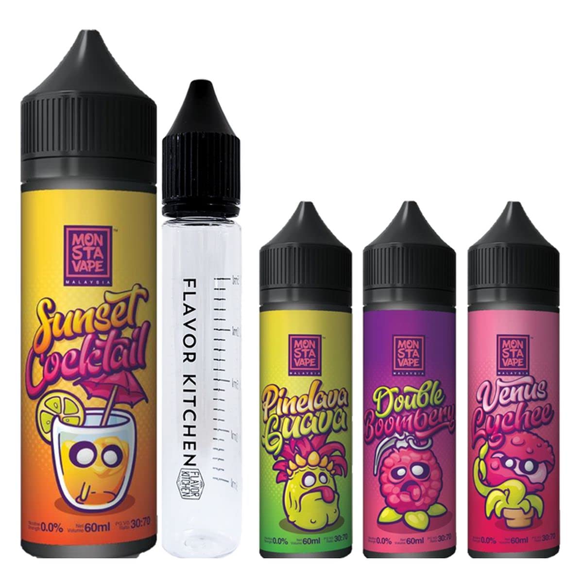 Amazon | MONSTA VAPE 新シリーズ モンスターベイプ マレーシアリキッド＋FlavorKitchenオリジナル目盛付きボトル ...