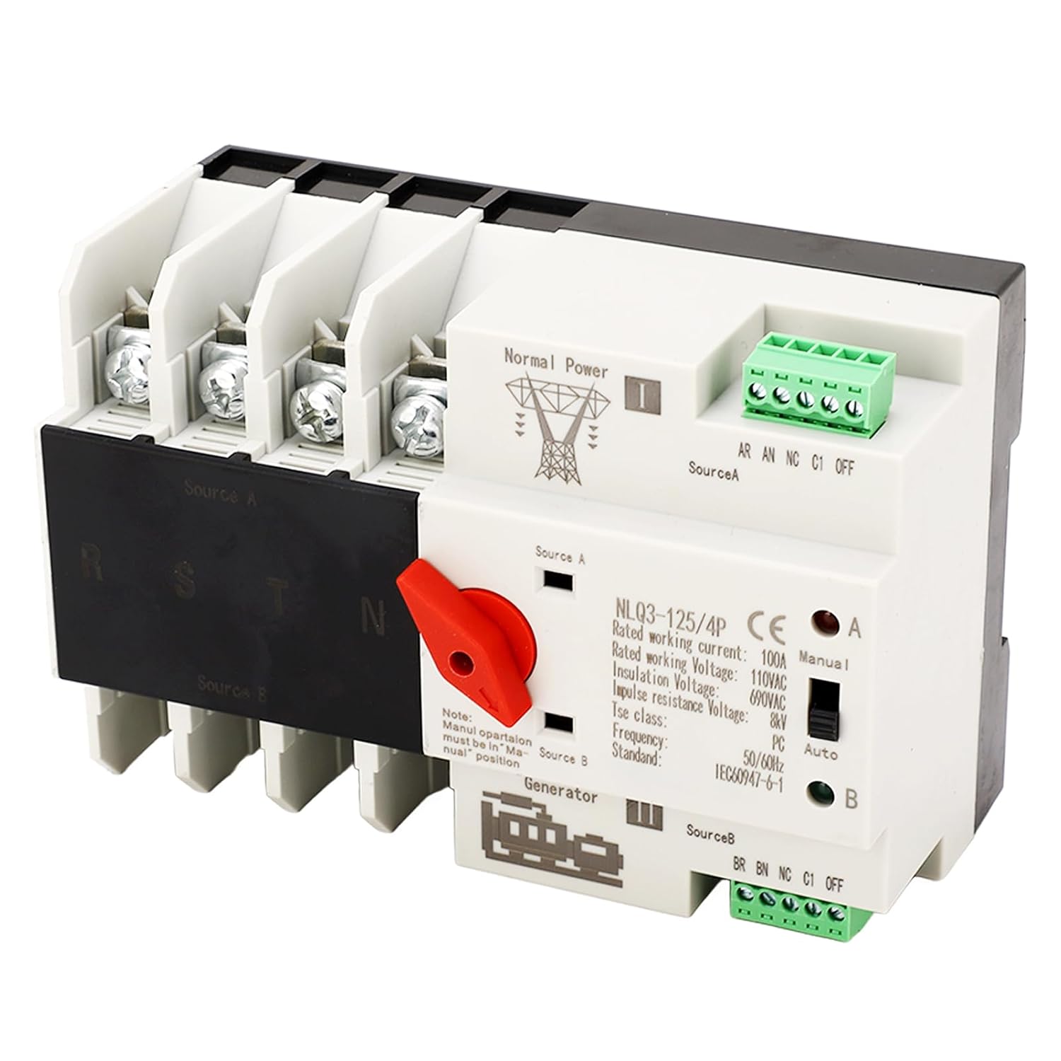 Amazon.com: 100A AC110V Rail Mounted Generator Changeover Switch, 4P ...