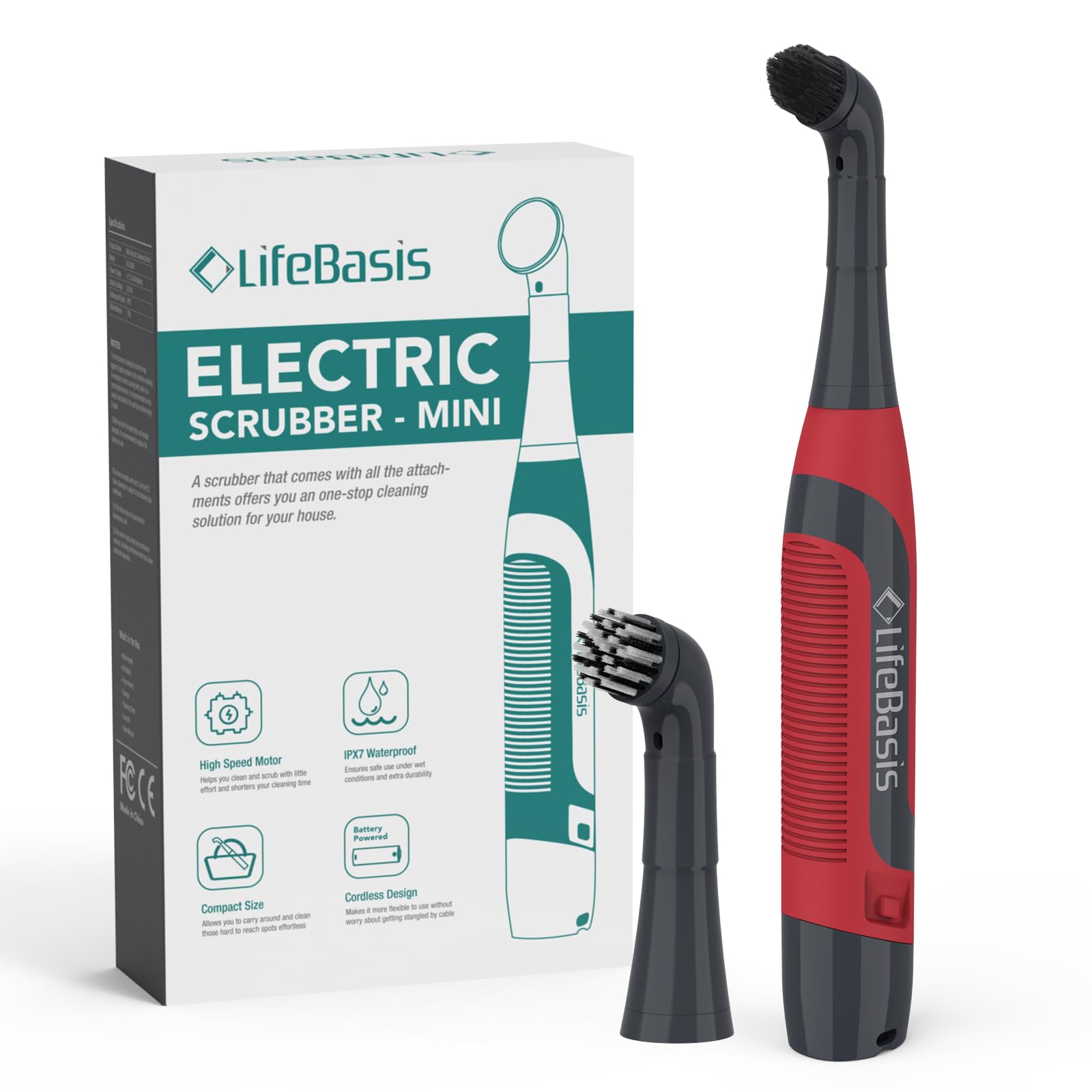 Amazon.com: LifeBasis Power Scrubber, Cordless Electric Cleaning Brush ...