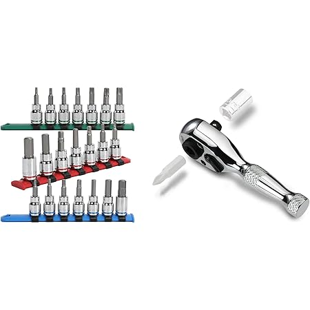 DURATECH 21-Piece Bit Socket Set, 3/8'' Drive Torx, Allen Bit Sockets ...