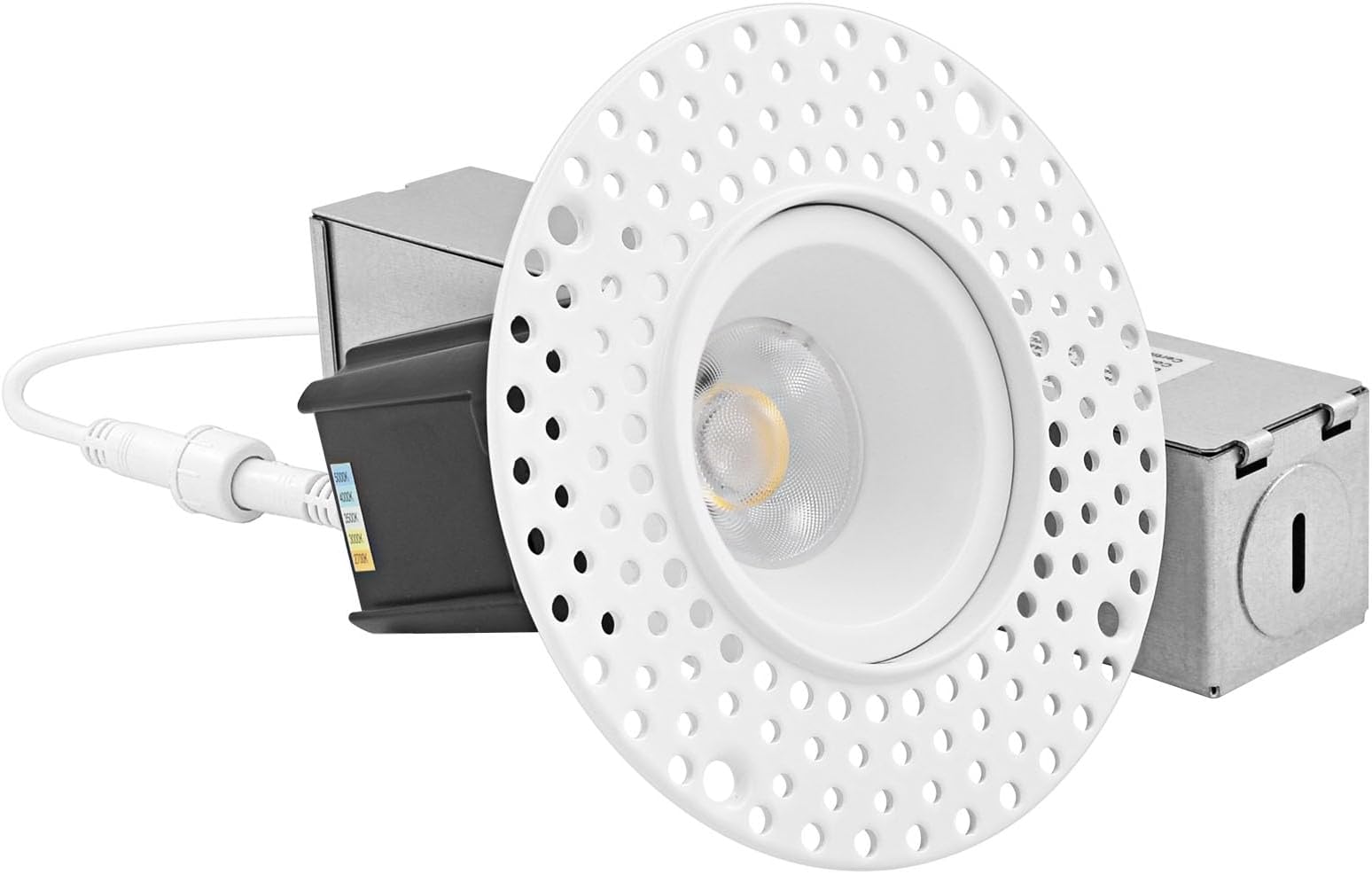 LUXRITE 1 Inch LED Trimless Recessed Lighting with Junction Box, 5CCT ...