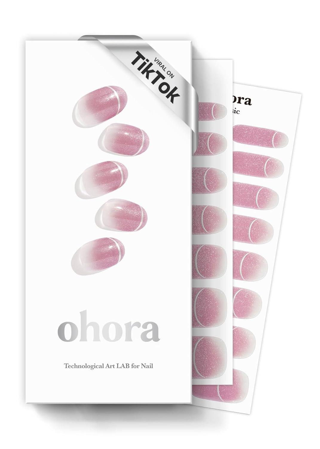 Amazon.com: ohora Semi Cured Gel Nail Strips (N Mute Line) - Pink, French, Ombre, Works with Any ...