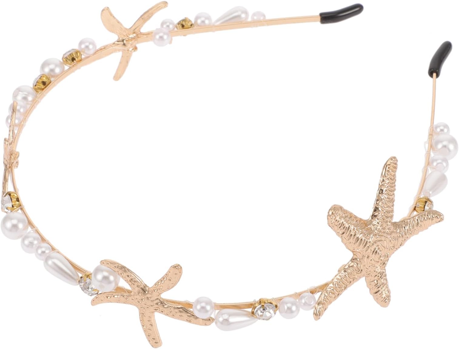 Amazon.com : Kesvb Starfish Headband Silver Bride Pearl Hair Band Sea ...