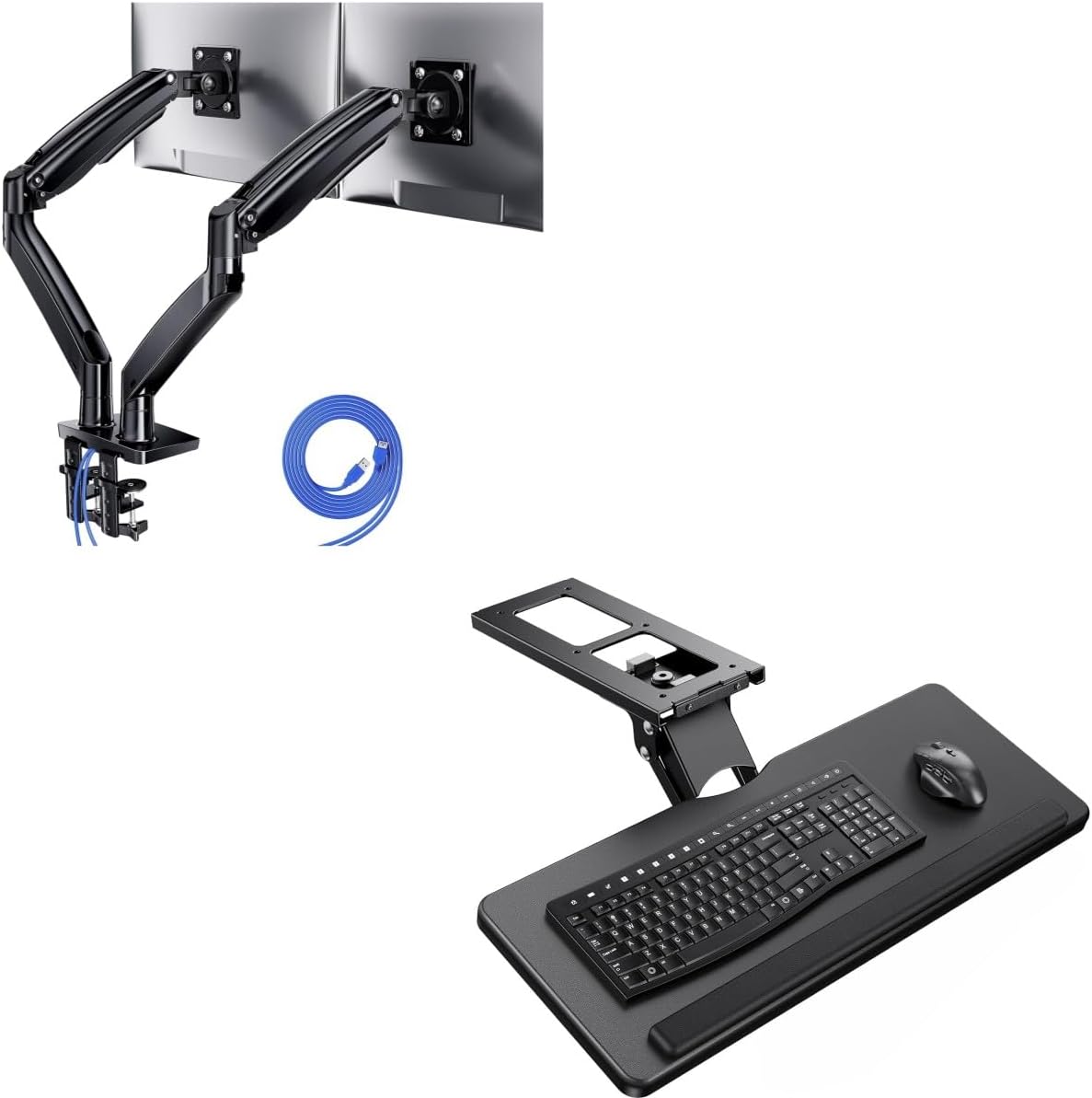 Amazon.com: ErGear Dual Monitor Desk Mount & Keyboard Tray : Electronics