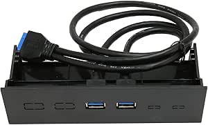 5.25In Front Panel Hub, 2 Port USB Internal Hub, USB 3.0 to 19 Pin 5Gbps High Speed Transmission ...