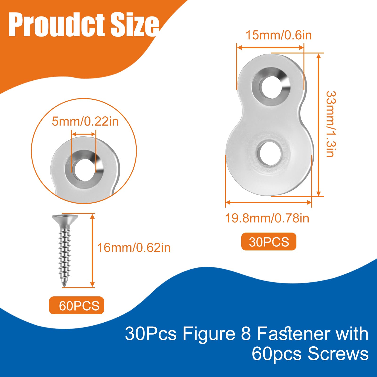 Snapklik.com : Desktop Fasteners Figure 8 (Pack Of 30) Heavy Duty 12 ...