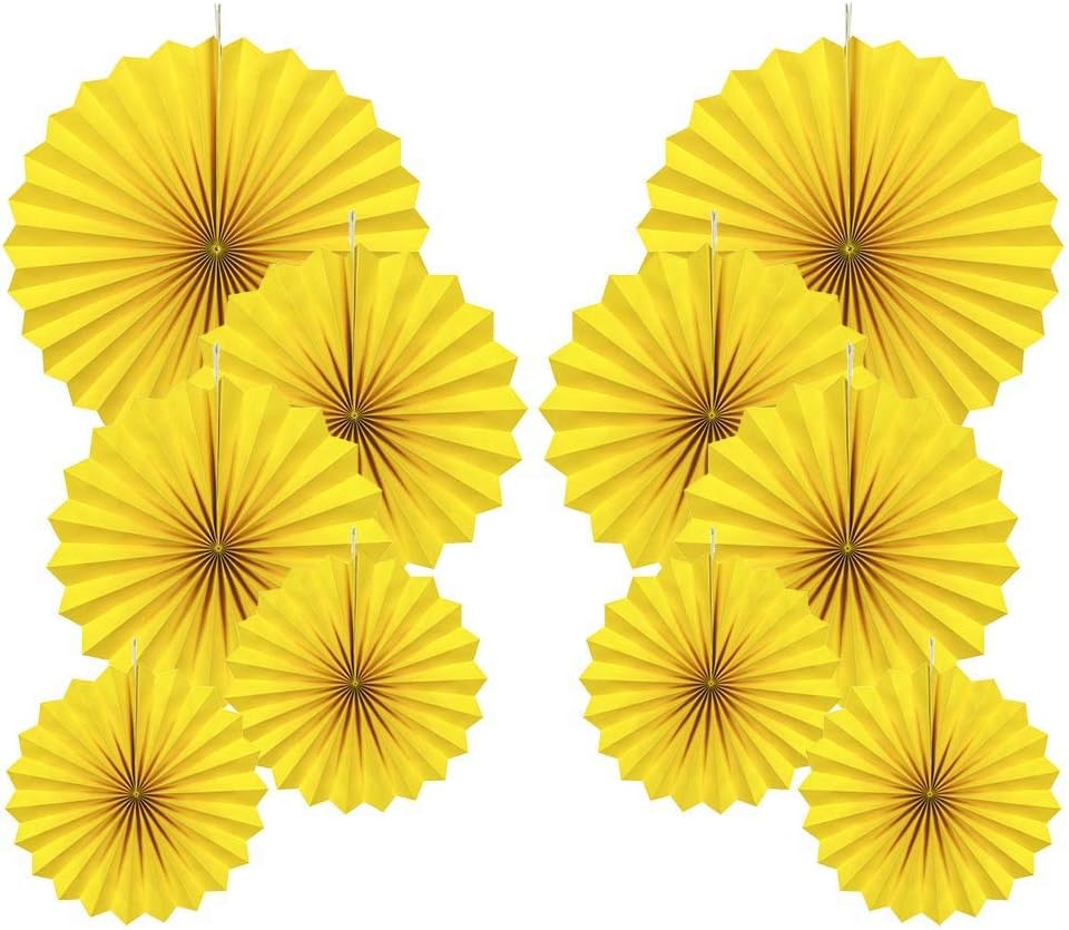 Amazon.com: AimtoHome Party Hanging Paper Fans Decorations Set, Yellow ...