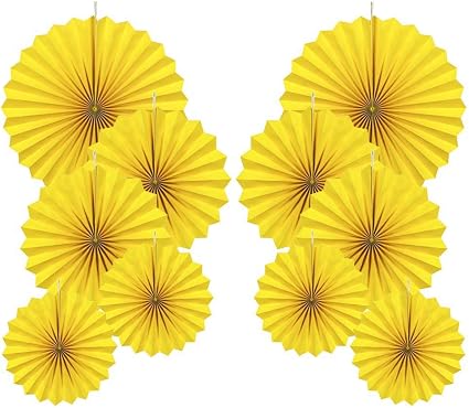 Amazon.com: AimtoHome Party Hanging Paper Fans Decorations Set, Yellow ...