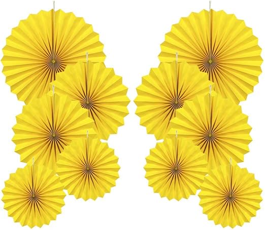 Amazon.com: AimtoHome Party Hanging Paper Fans Decorations Set, Yellow ...