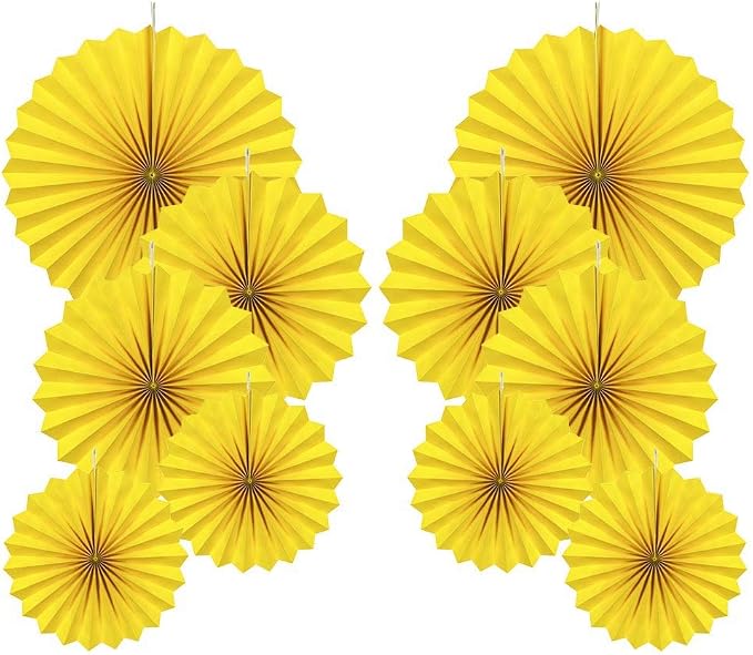 Amazon.com: AimtoHome Party Hanging Paper Fans Decorations Set, Yellow ...
