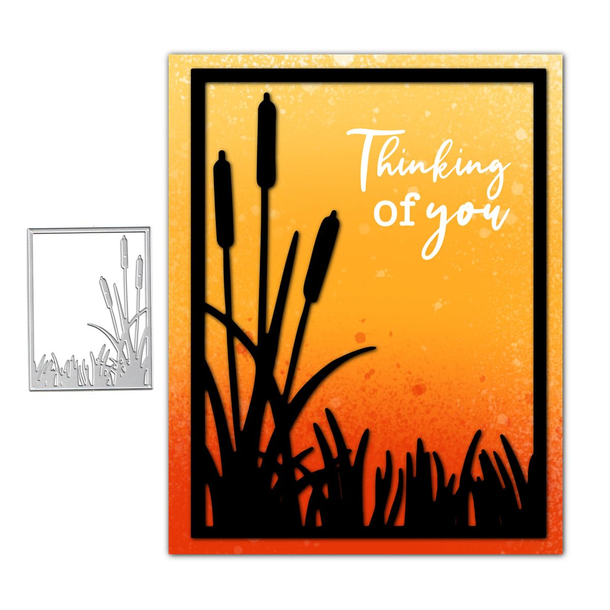 Amazon.com : LZBRDY Rectangle Frame Cattail Plant Leaves Embossing ...