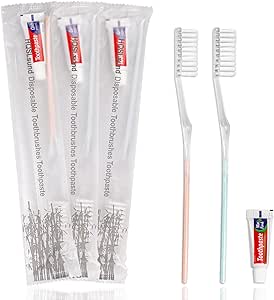30 Pack Disposable Toothbrushes with Toothpaste, Individually Wrapped ...