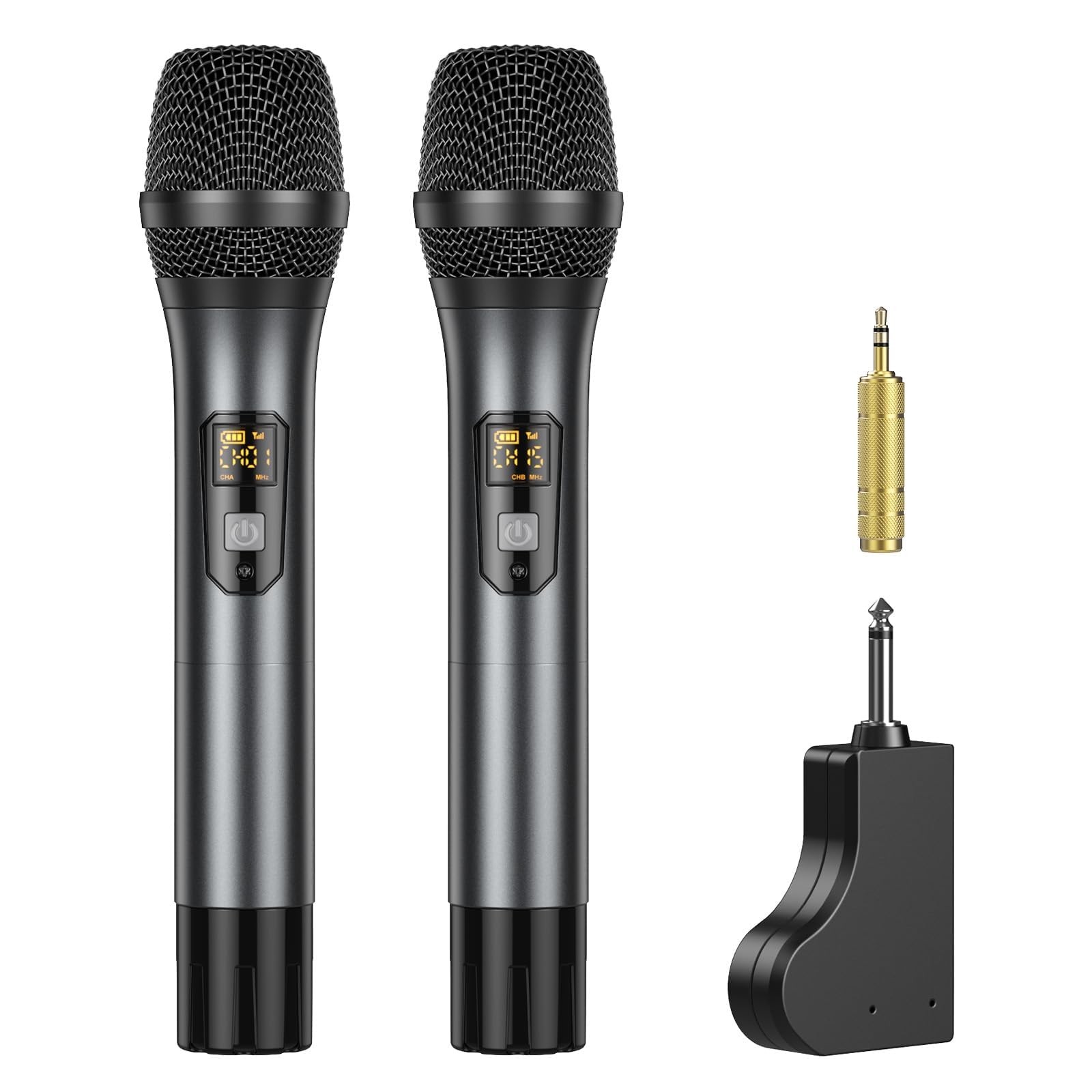 Amazon.com: Wireless Microphone UHF Dual Handheld Dynamic Microphone ...