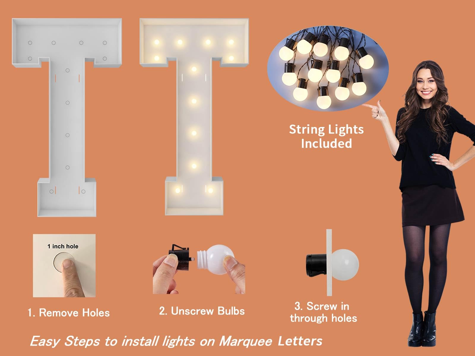 Snapklik.com : 4FT Marquee Light Up Letters, Large Marquee Letters ...